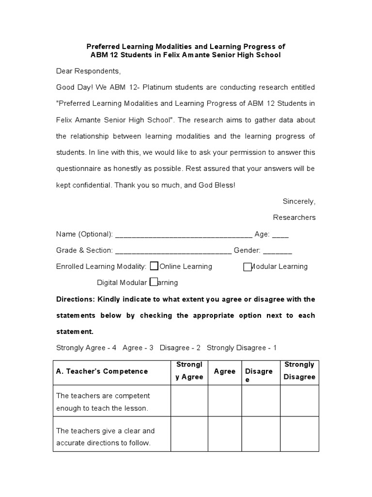 G5 Questionnaire | PDF | Learning | Cognition