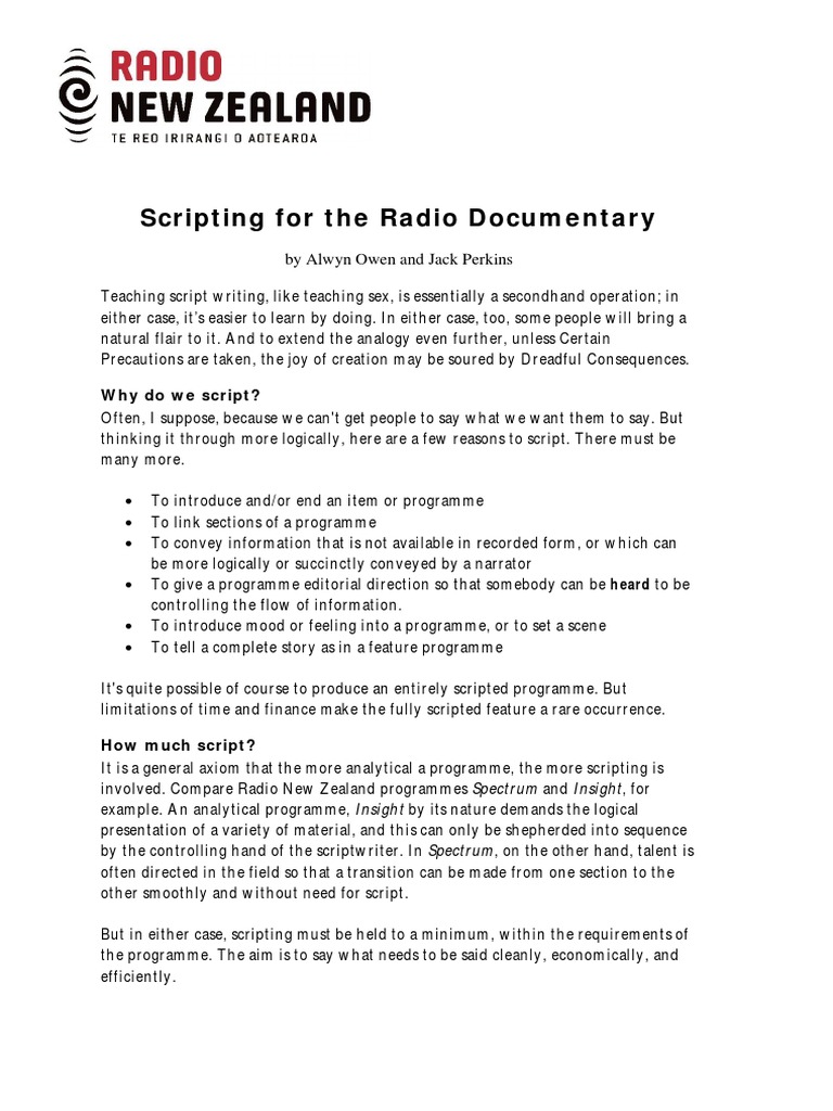 Scripting For The Radio Documentary | PDF | Documentary Film | Sewing