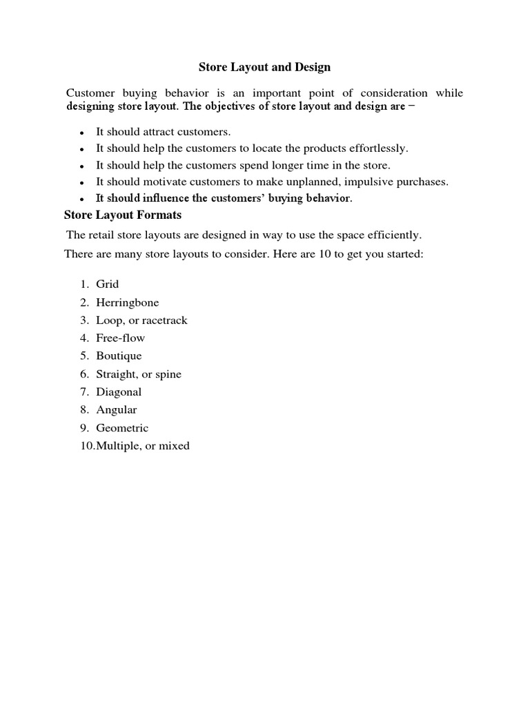 Store Layout And Design Pdf Retail Business Economics
