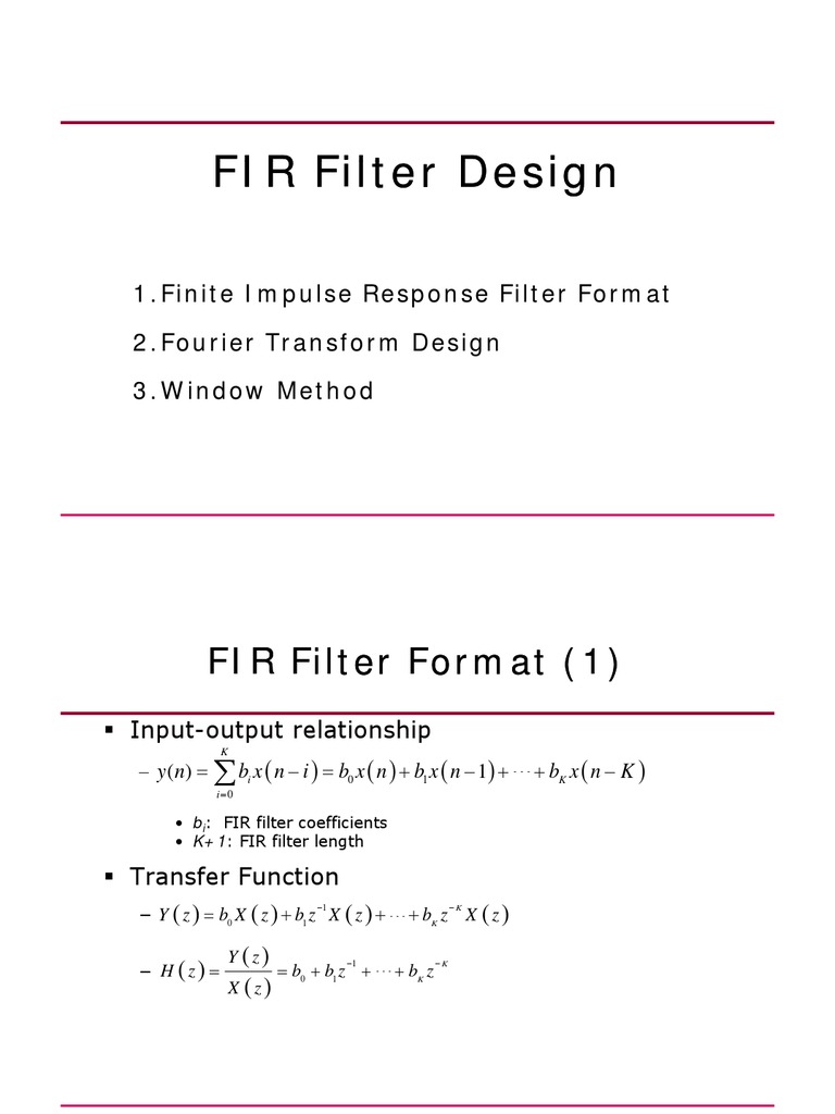FIR Filter Design Techniques | PDF | Filter (Signal Processing) | Low ...