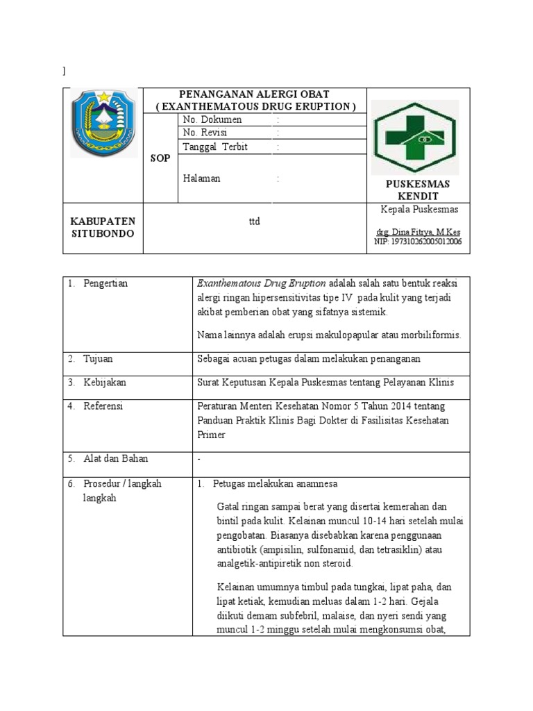 10.SOP Penanganan Alergi Obat | PDF | Sains & Matematika