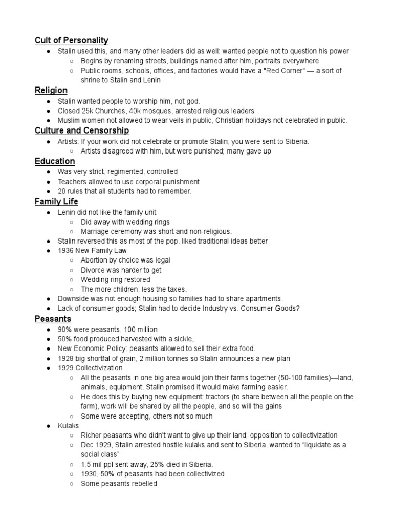 Stalin Condensed Notes | PDF | Joseph Stalin | Soviet Union