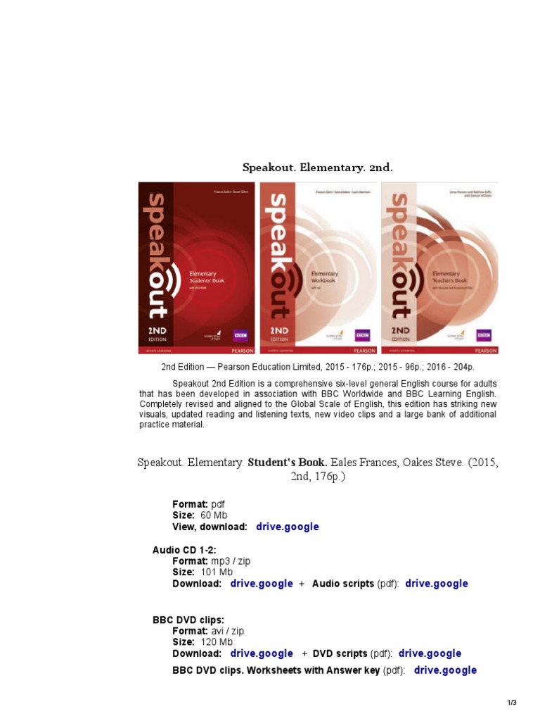 Speakout. Elementary. 2nd | PDF