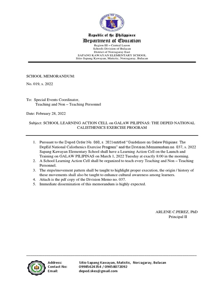 Galaw Pilipinas The Deped National Calisthenics Exercise Program | PDF