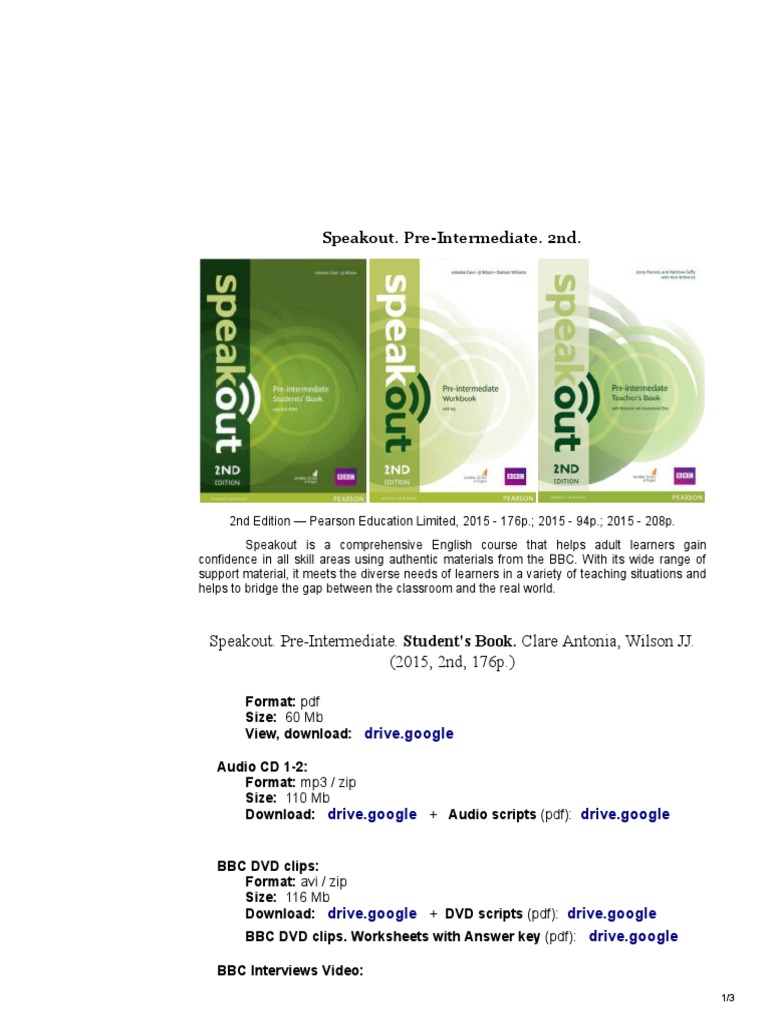 Speakout. Pre-Intermediate. 2nd | Download Free PDF | Learning ...