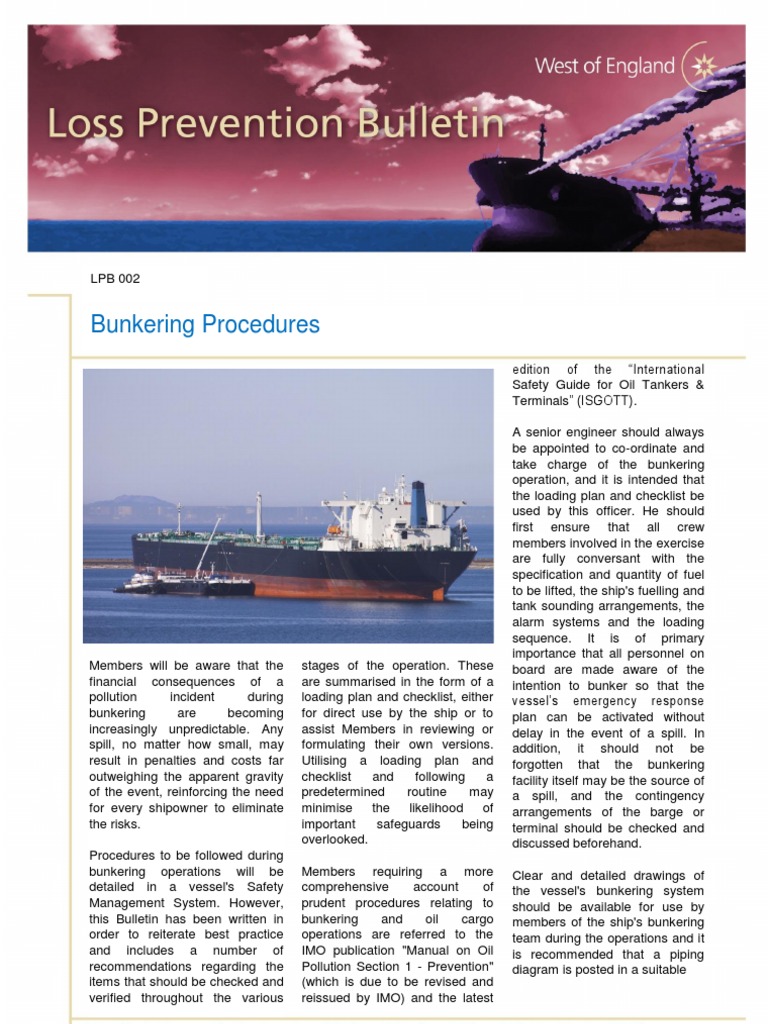 Bunkering Procedures | PDF | Fuel Oil | Pump