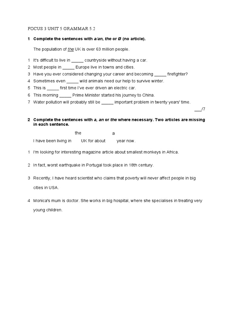 Focus 3 Unit 5 Grammar 5 2 | PDF