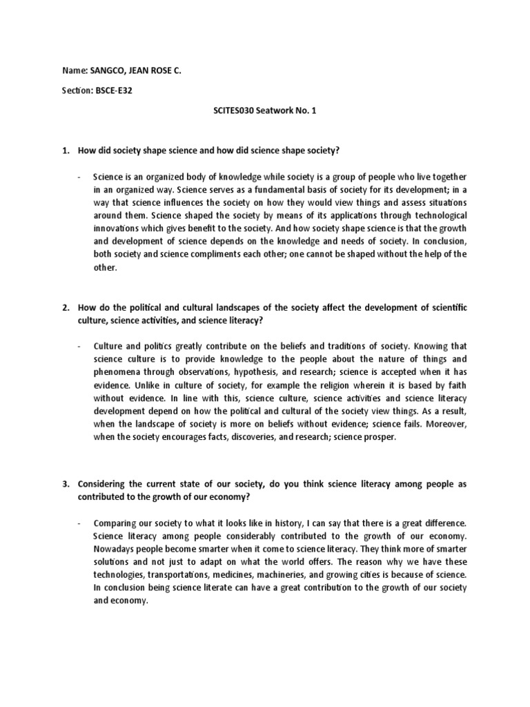 How Do Society Shape Science and How Did Science Shape Society | PDF ...