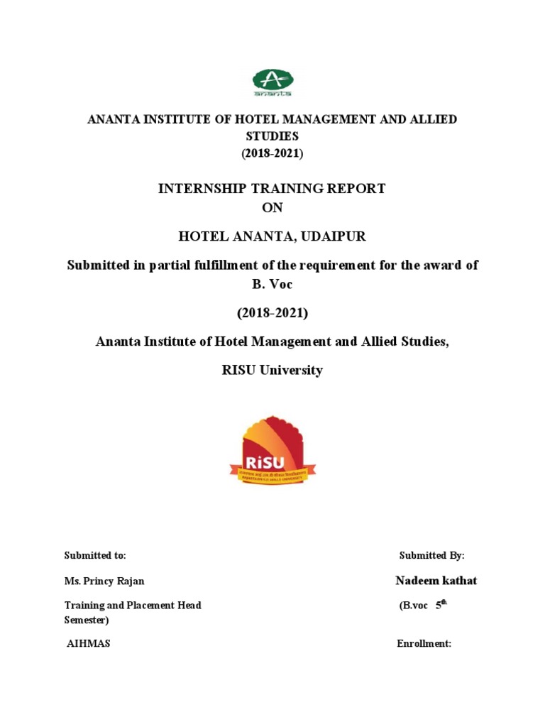 Ananta Institute of Hotel Management and Allied Studies (2018-2021) | PDF