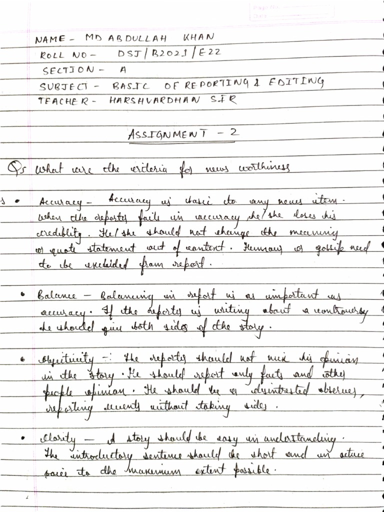 Reporting and Editing Assignment No 2 | PDF