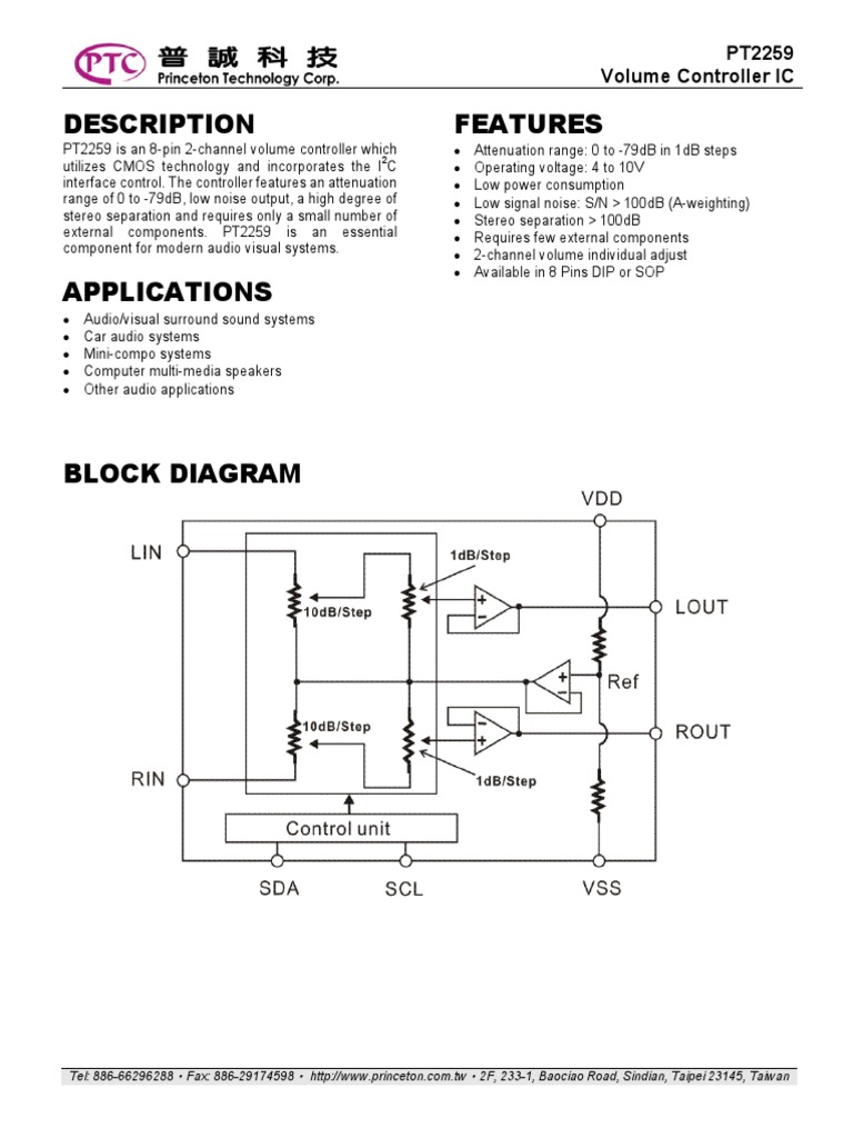 Description Features: PT2259 Volume Controller IC | PDF | Electronic ...