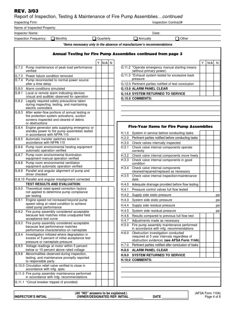 Report of Inspection, Testing & Maintenance of Fire Pump Assemblies ...