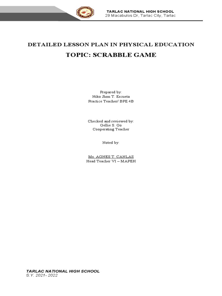 LessonPlan in Scrabble Game | PDF