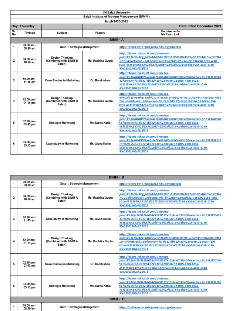 BIMM Class Schedule 2021 | PDF | Business | Analytics