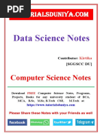 Data Science Notes | PDF | Computer Programming | Machine Learning