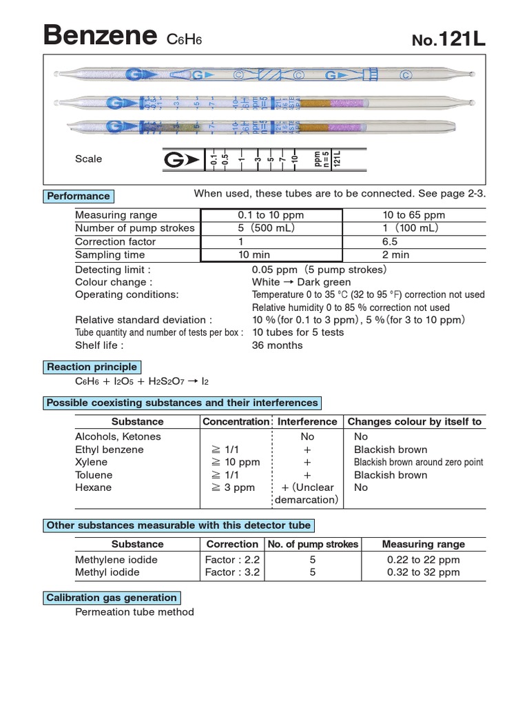 Gastec Tube 121L | PDF | Benzene | Physical Sciences