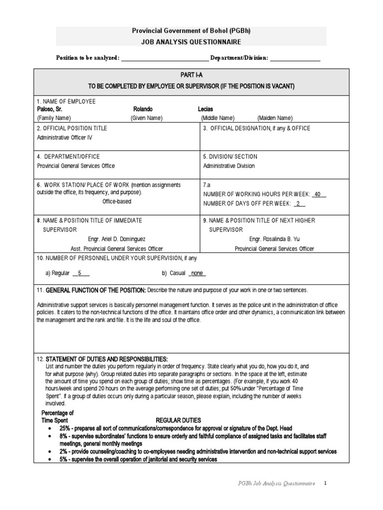 PGBH - JOB - ANALYSIS - Admin Officer V | PDF