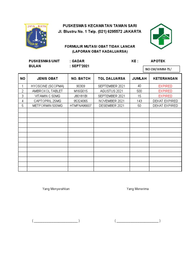 Form Mutasi Obat | PDF