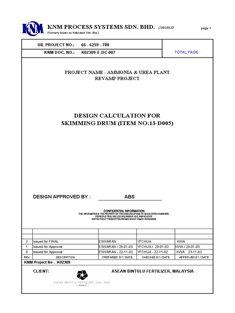 KNM Process Systems Sdn. BHD.: Project Name: Ammonia & Urea Plant ...