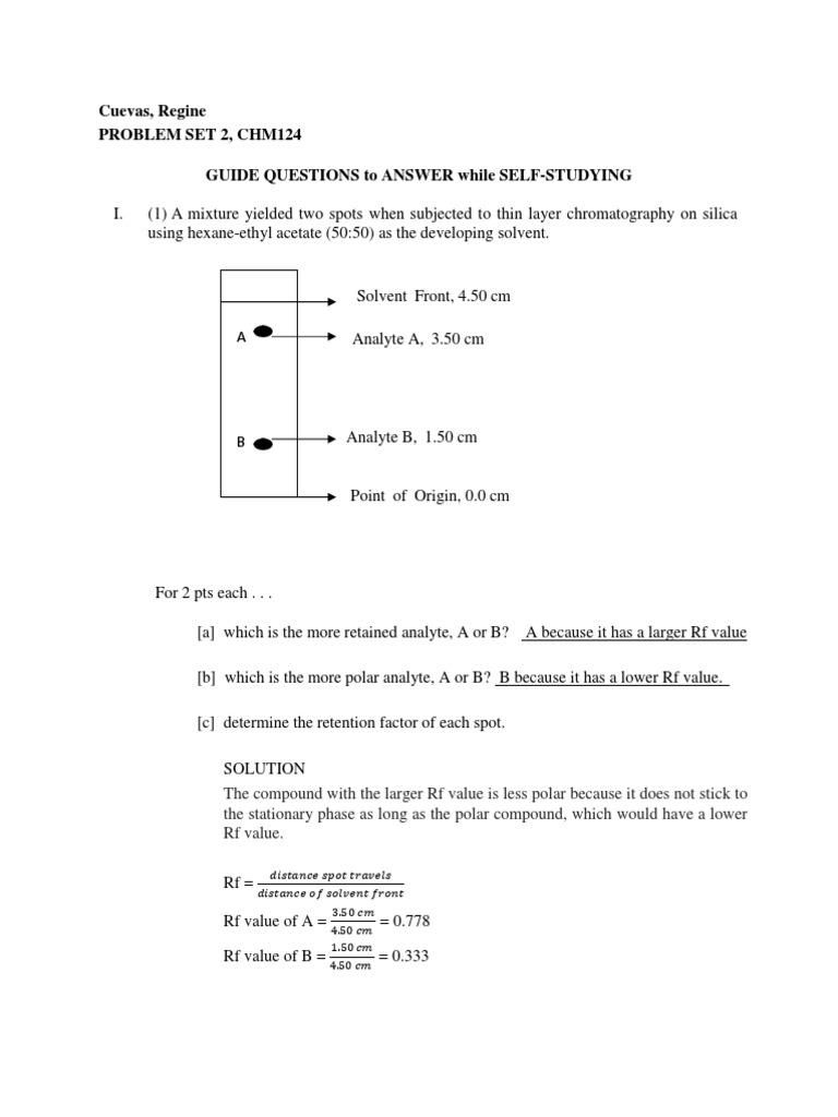 Chromatography Problem Set CHM124 | PDF | Chromatography | Thin Layer Chromatography