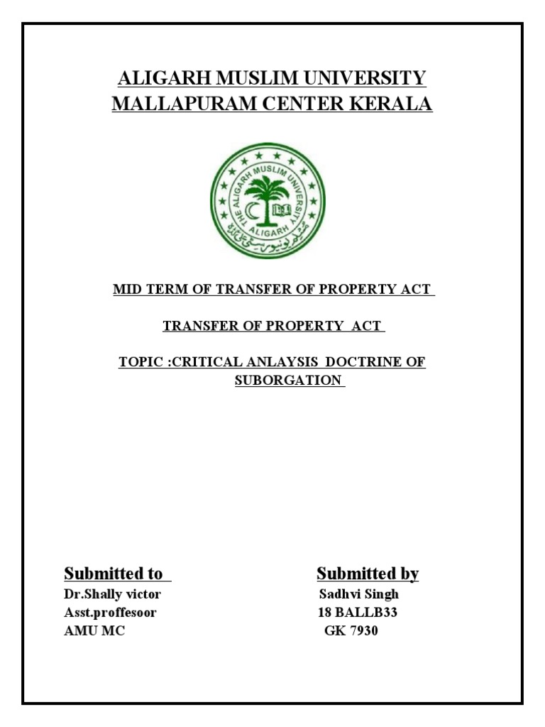 Doctrine of Suborgration | PDF | Mortgage Law | Subrogation