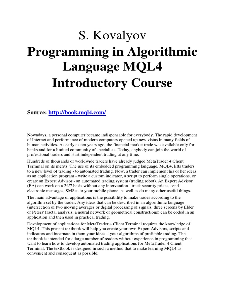 Practical Programming In Mql4 Pdf Integer Computer Science Boolean Data Type 