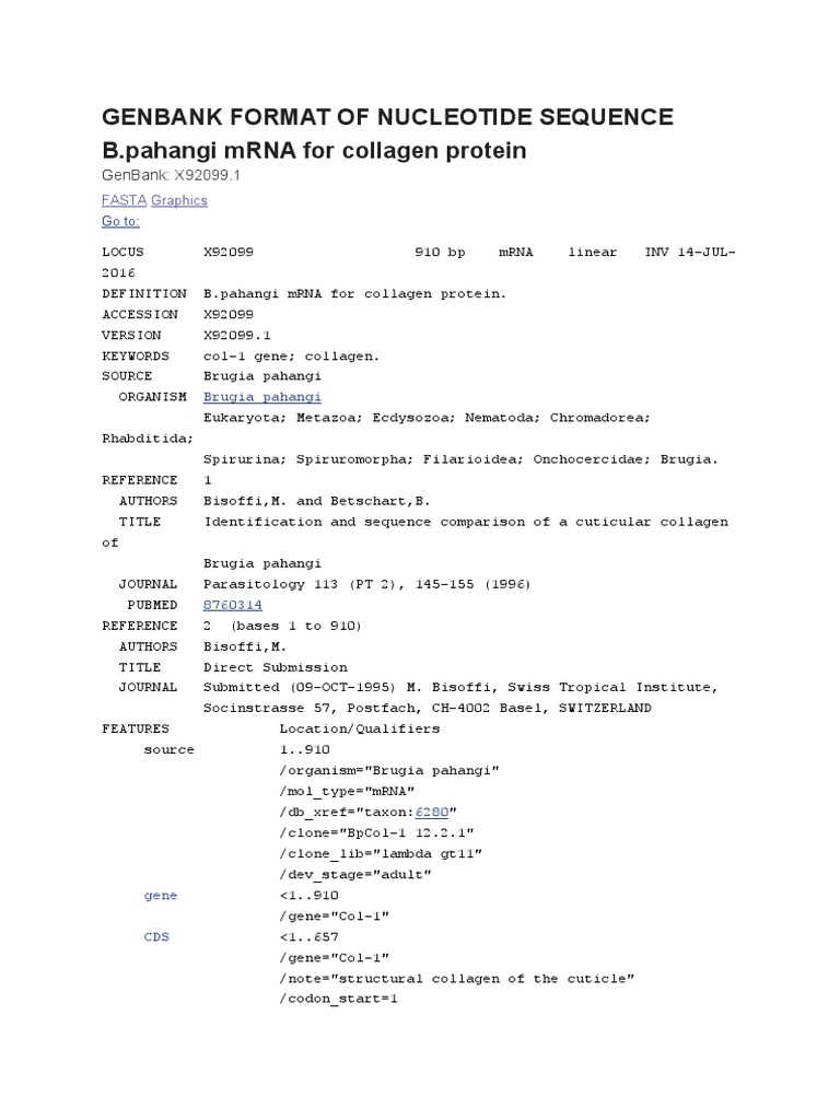 Genbank Format of Nucleotide Sequence | PDF | National Center For ...