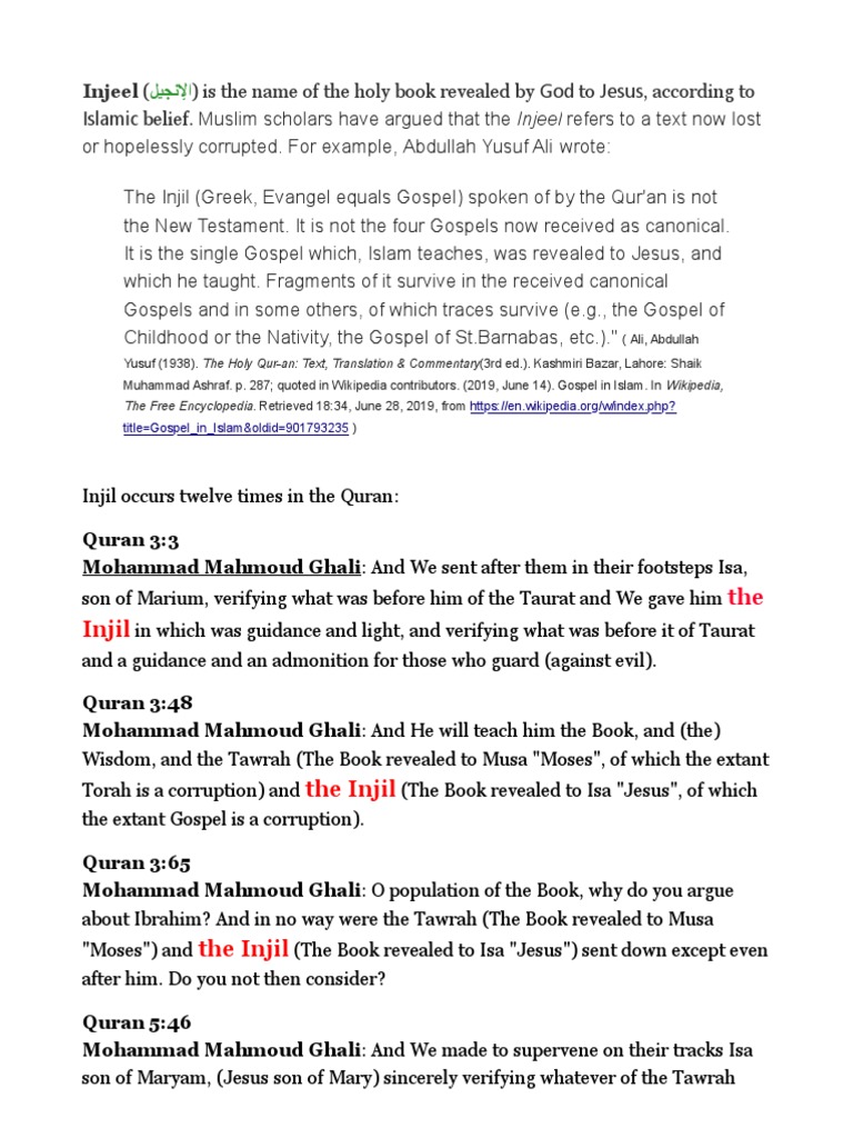 Injeel 3 All Verses The Quranic Arabic Corpus Quran Search | PDF ...