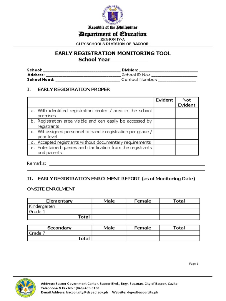 Early Registration Monitoring Tool Bacoor | PDF | Cyberspace ...