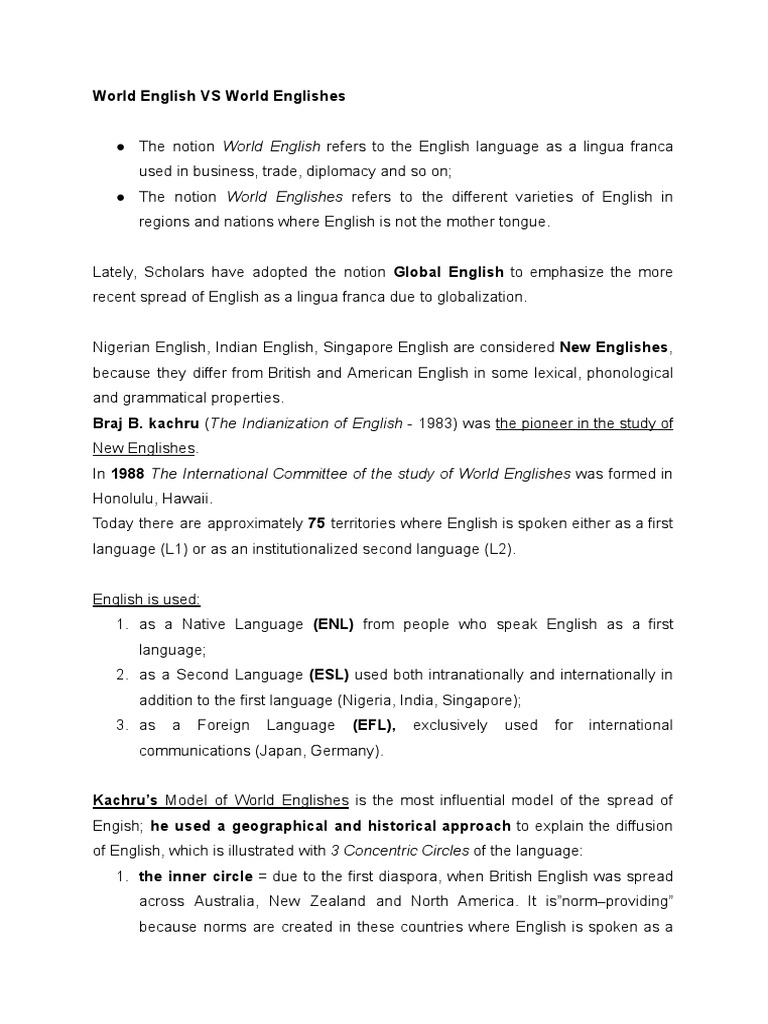 World English vs. World Englishes Explained | PDF | English Language ...