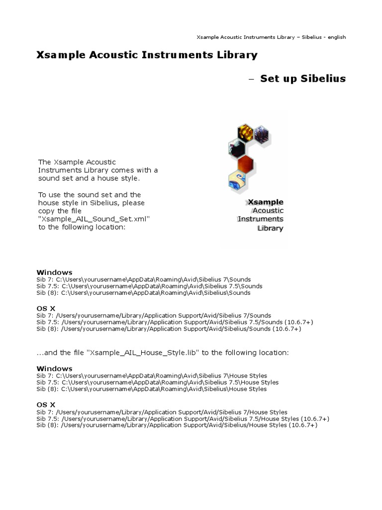 Xsample Acoustic Instruments Library Set Up Sibelius: Windows | PDF ...