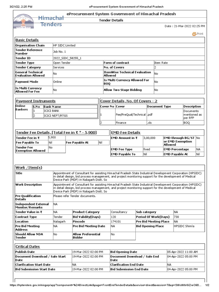 Eprocurement System Government of Himachal Pradesh | PDF | Business ...