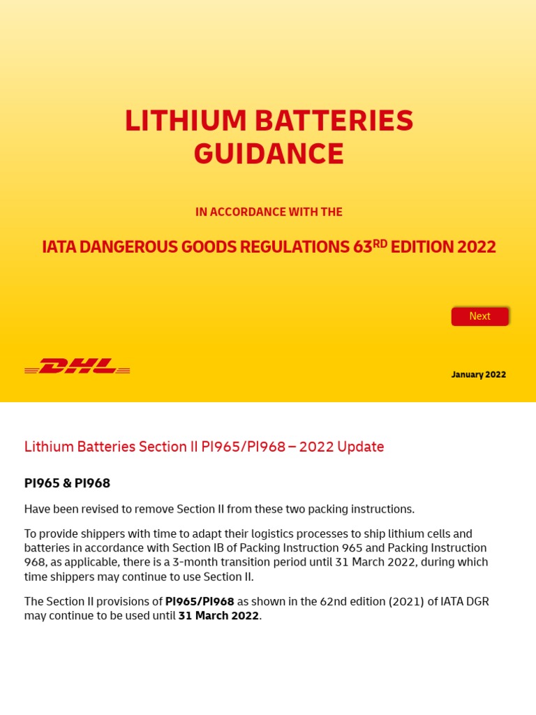 DHL Express Lithium Battery Guide | Download Free PDF | Dangerous Goods ...