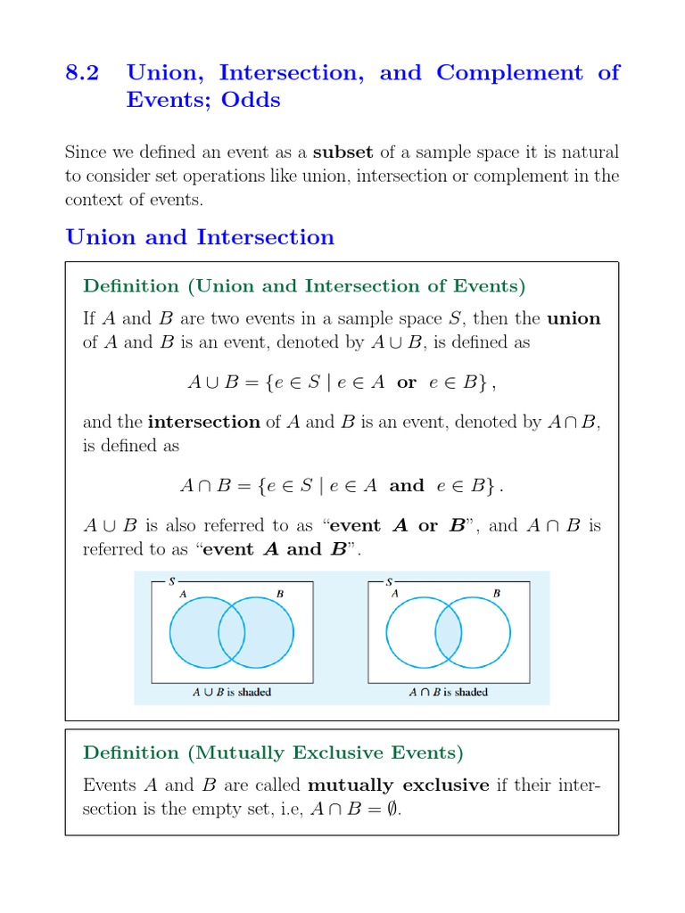 Definition (Union and Intersection of Events) | PDF | Probability | Empty Set