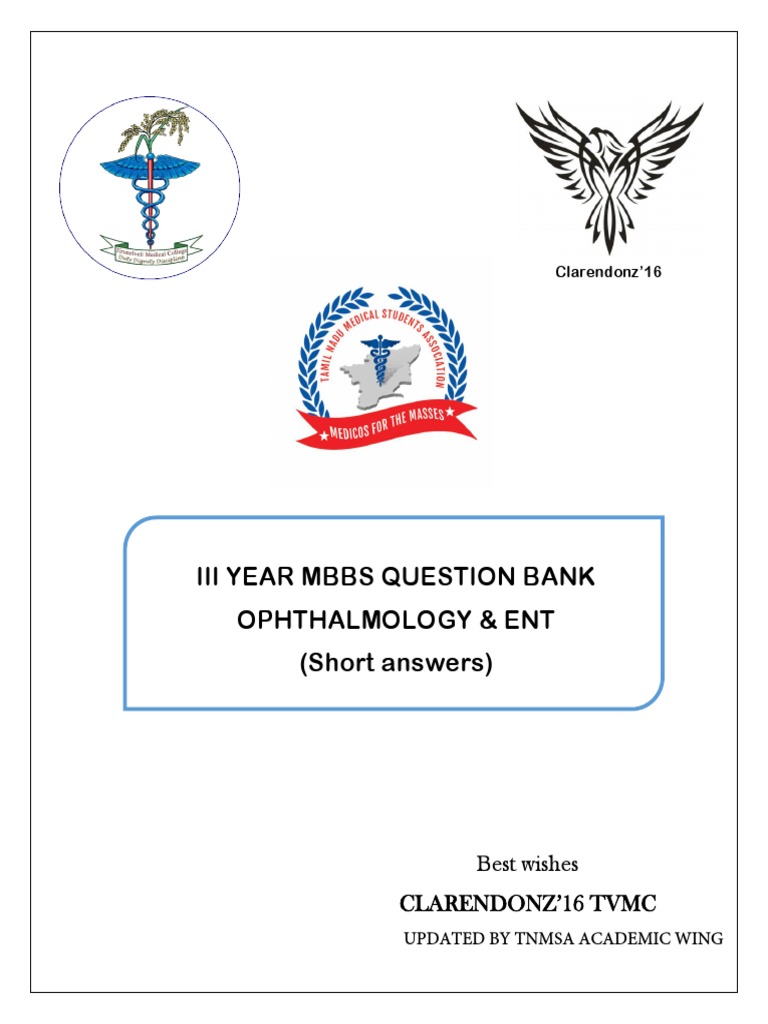 Iii Year Mbbs Question Bank Ophthalmology & Ent (Short Answers) | PDF ...