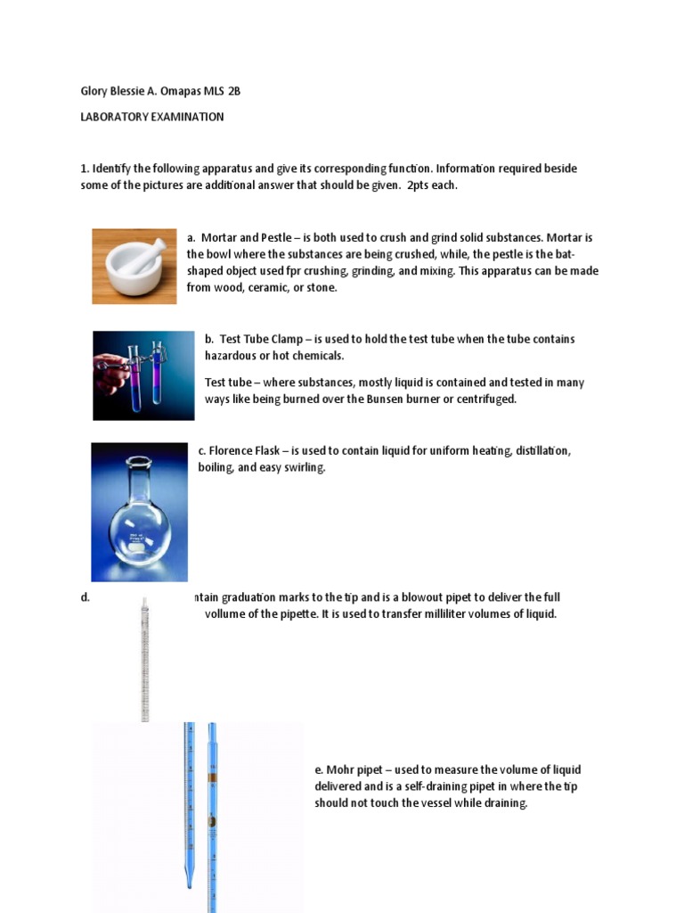 CC1 Laboratory Examination | PDF | Chemistry