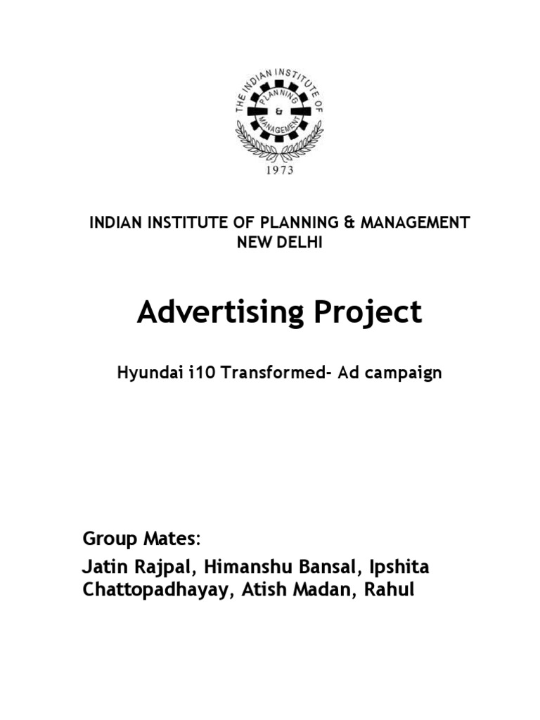 Advertising Project - Hyundai I10 - Ad Campaign | PDF | Advertising | Brand