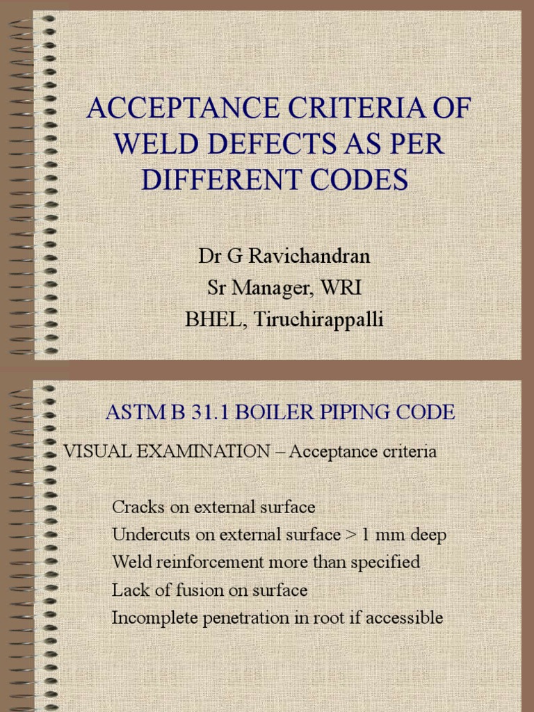 Weld Defect Acceptance Criteria Overview | PDF | Construction | Welding