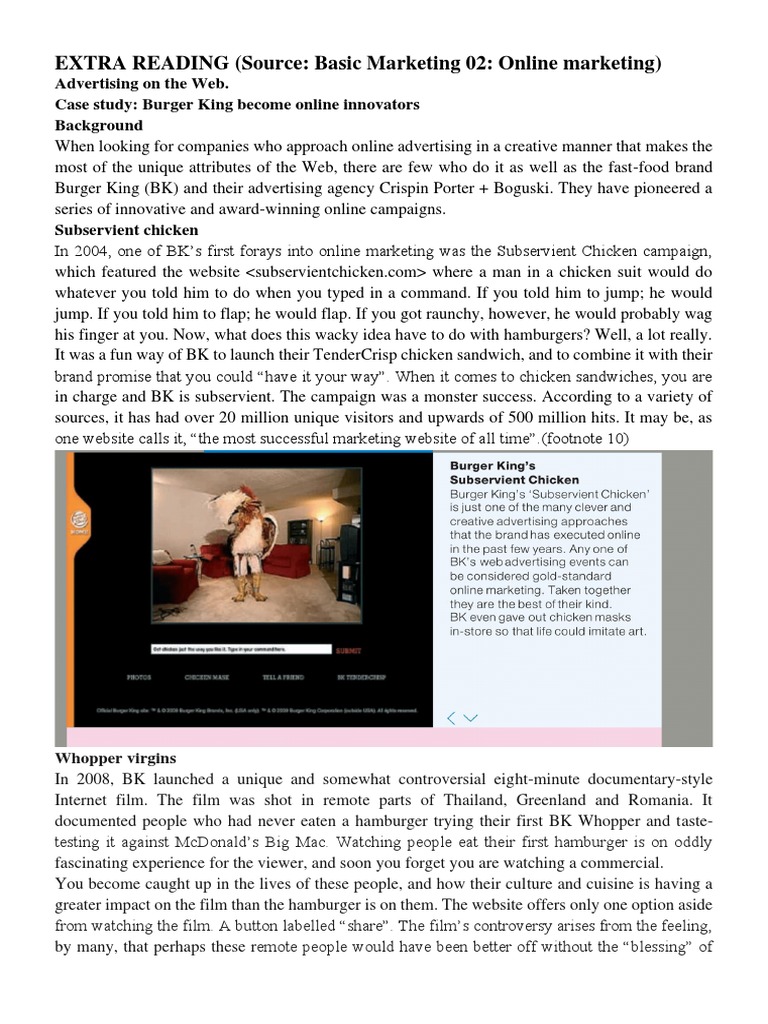 ISSUE 5 - Extra Reading - Burger King | PDF | Hamburgers | Adjective