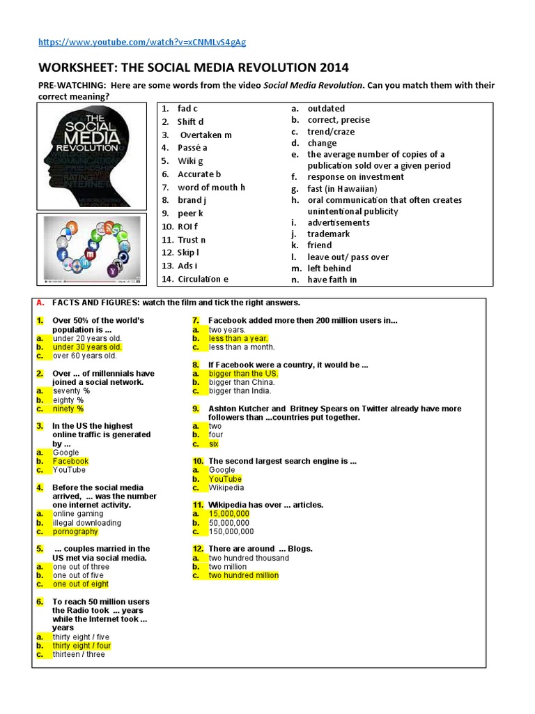 Worksheet: The Social Media Revolution 2014 | PDF | Popular Culture ...