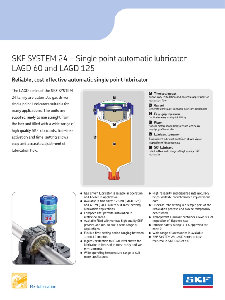 SKF SYSTEM 24 - Single Point Automatic Lubricator LAGD 60 and LAGD 125 | PDF | Lubricant ...