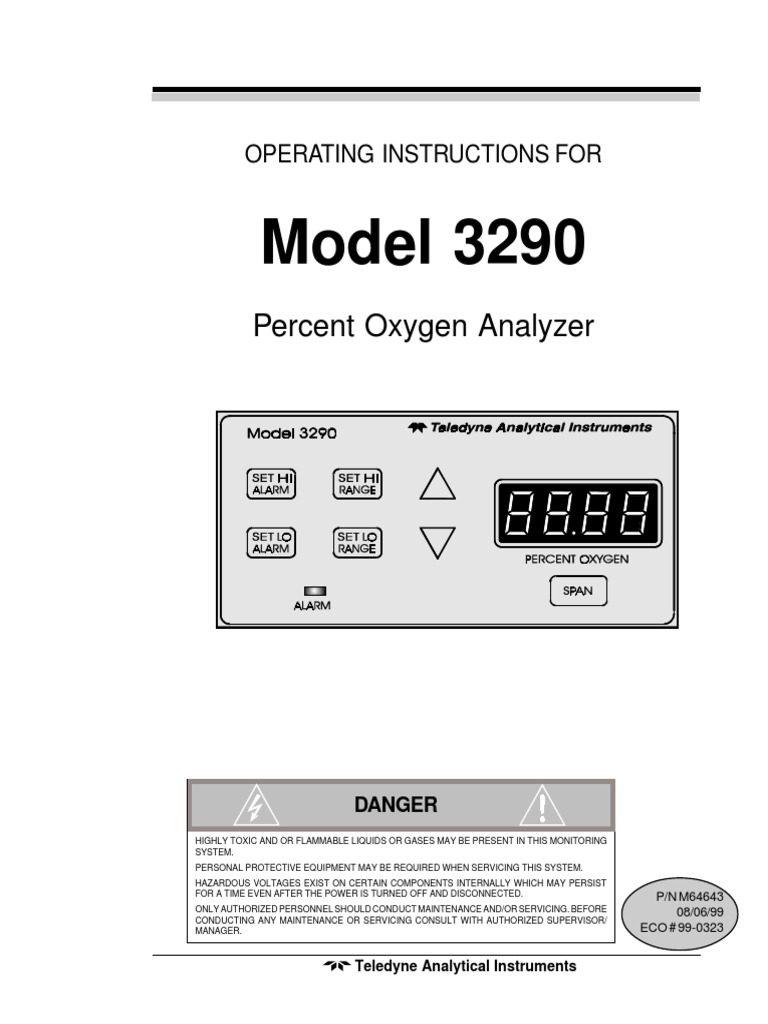 Model 3290: Percent Oxygen Analyzer | PDF | Cathode | Power Supply