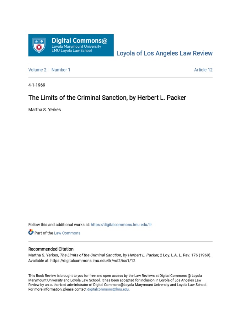 The Limits of The Criminal Sanction by Herbert L. Packer | PDF | Crimes ...