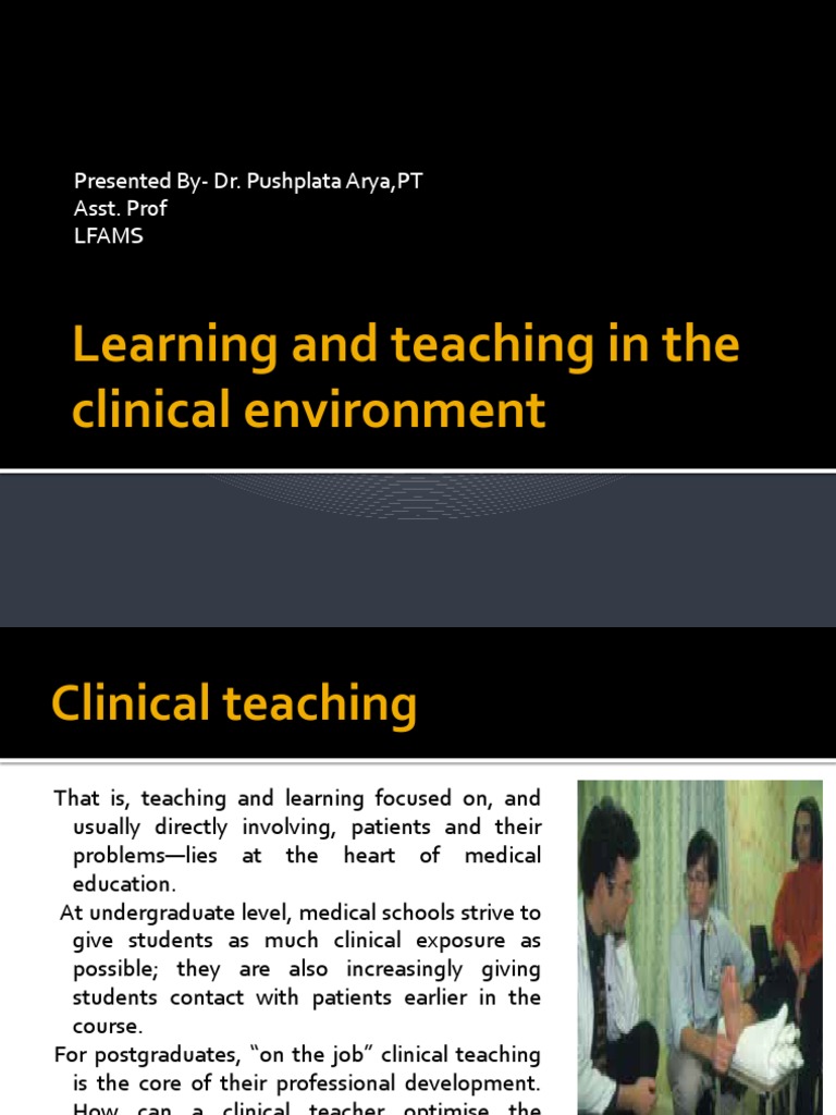 Learning and Teaching in The Clinical Environment | PDF | Learning ...