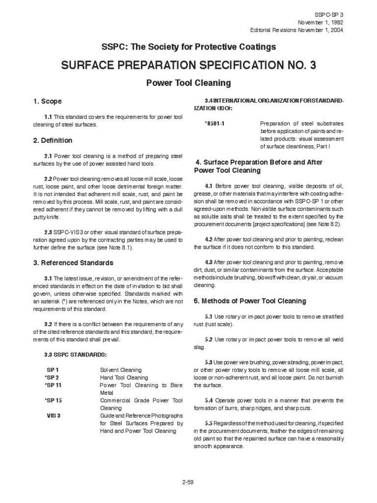 Power Tool Cleaning Standards SSPC-SP3 | PDF | Specification (Technical ...