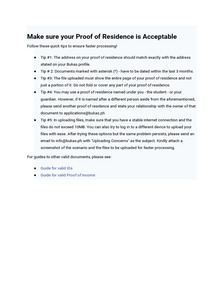 Proof of Residence Is Acceptable | PDF