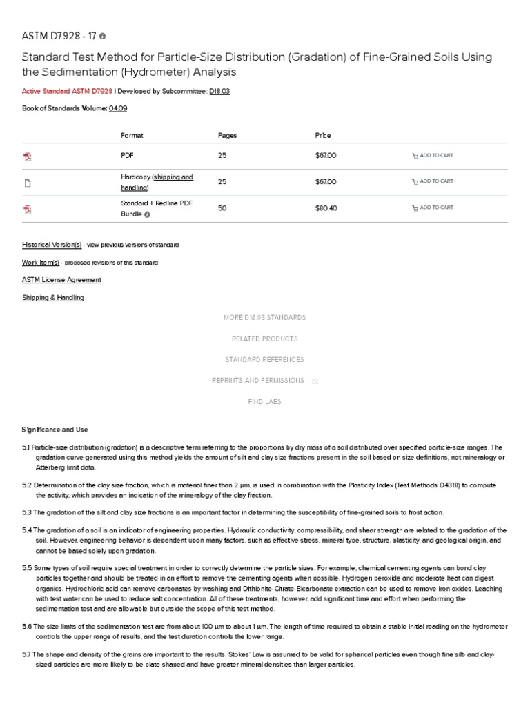ASTM D7928 - 17 Standard Test Method For Particle-Size Distribution ...