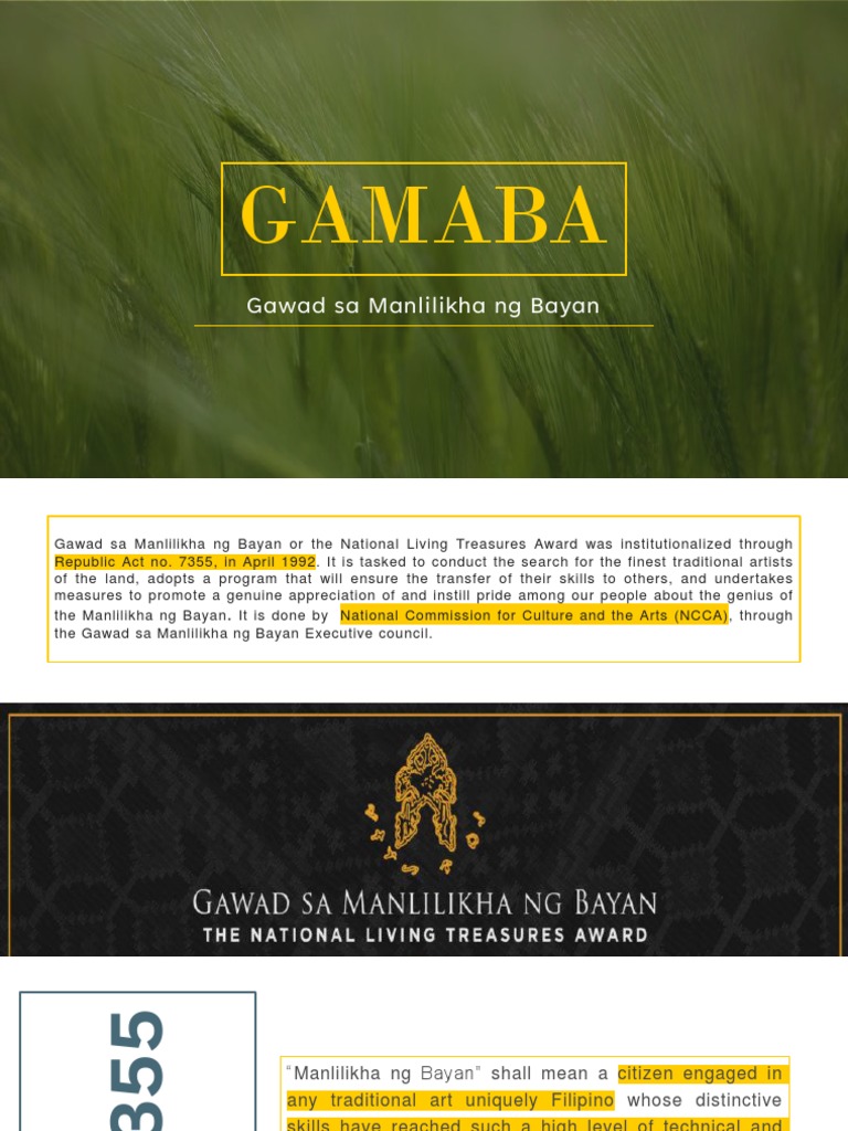 GAMABA: National Living Treasures Award | PDF | Weaving | Philippines