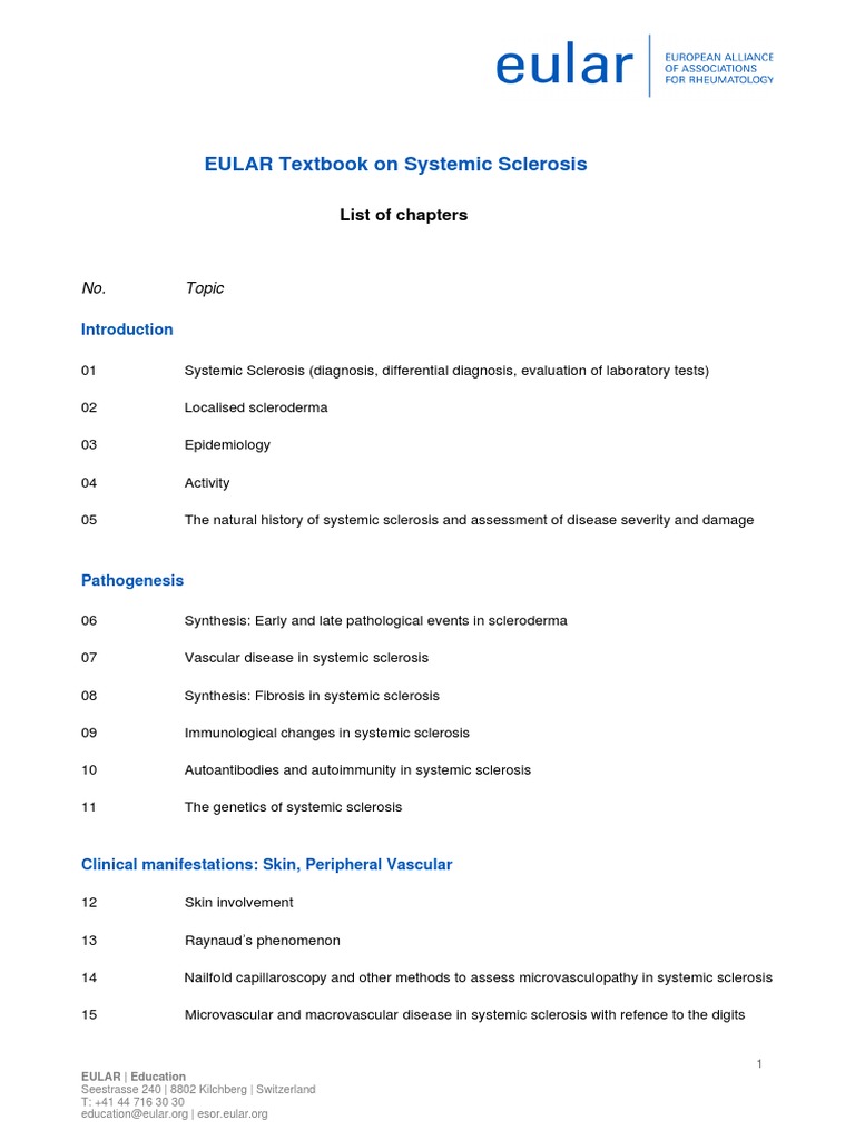 List of Chapters - EULAR Textbook On Systemic Sclerosis | PDF ...
