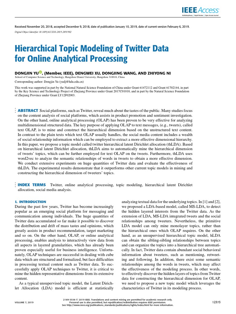 2 Hierarchical Topic Modeling Of Twitter Data Pdf Applied Mathematics Cognitive Science